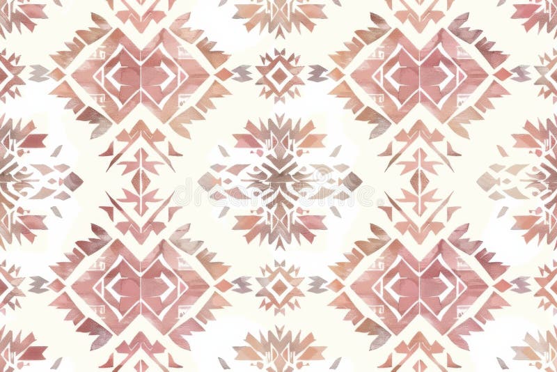 Repeating Seamless Pattern of an Aztec Tribal Design in Muted Pink and ...
