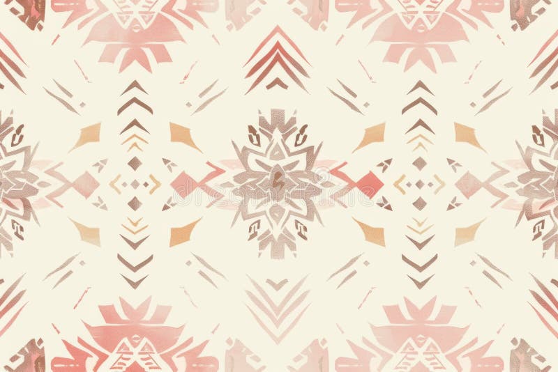 Repeating Seamless Pattern of an Aztec Tribal Design in Muted Pink and ...