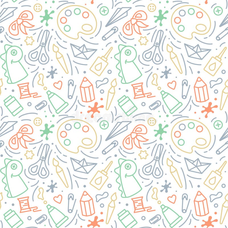 Repeating Seamless Pattern with Elements for Kids Creative Activity in ...