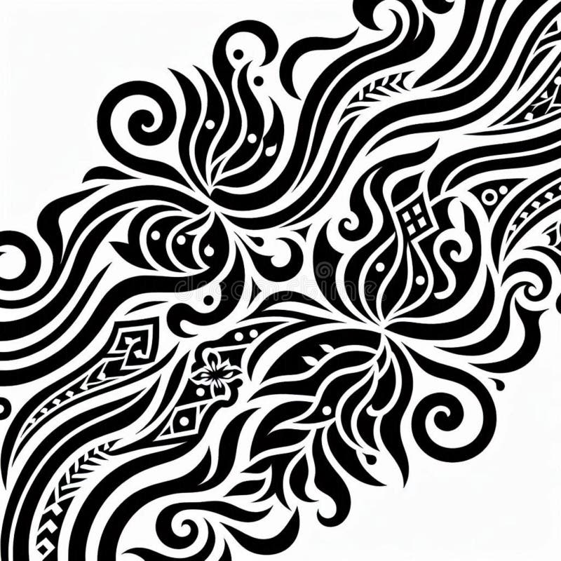 Repeating Silhouette Pattern Inspired by Indonesian Parang Batik with ...