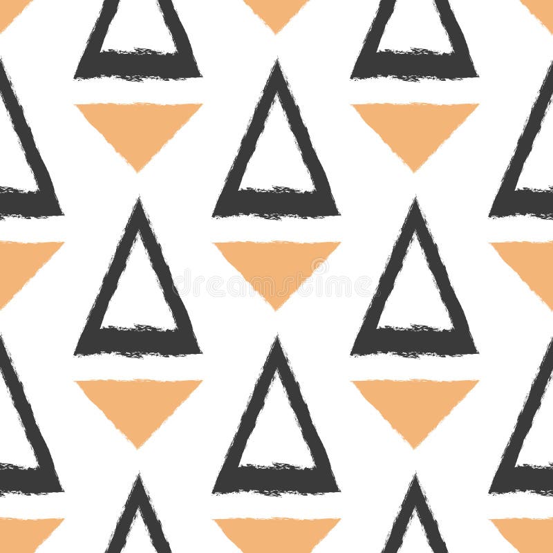Repeating Silhouettes and Outlines of Triangles. Painted by Hand Rough ...