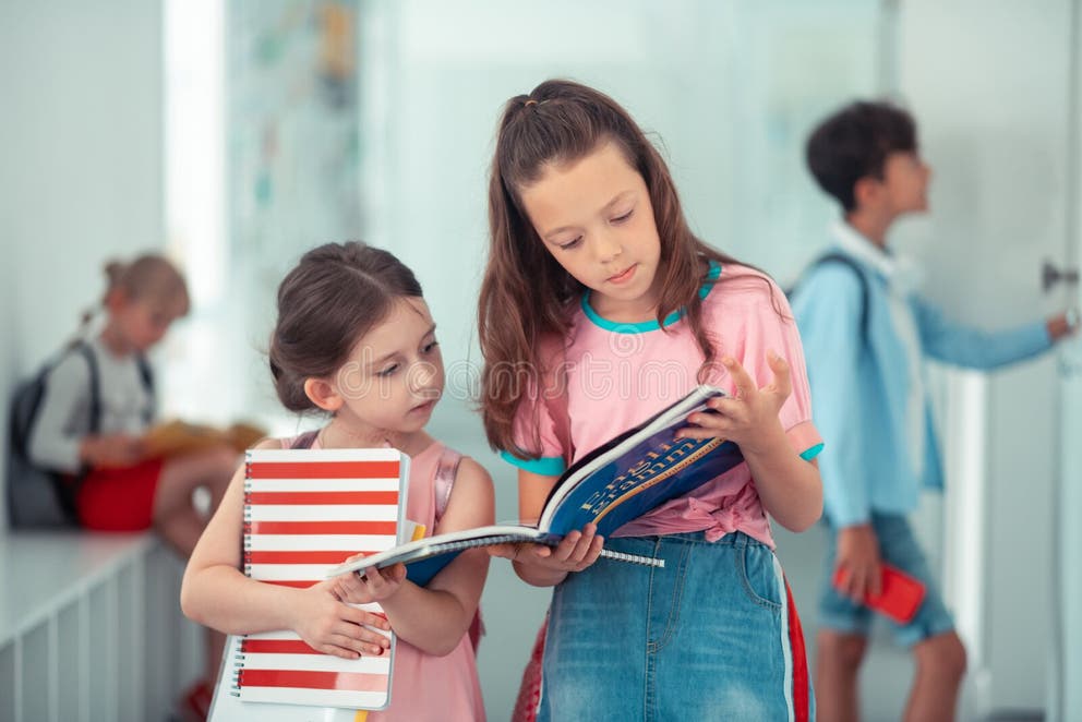 Smart Pupils Repeating Some Information before Test Stock Photo - Image ...