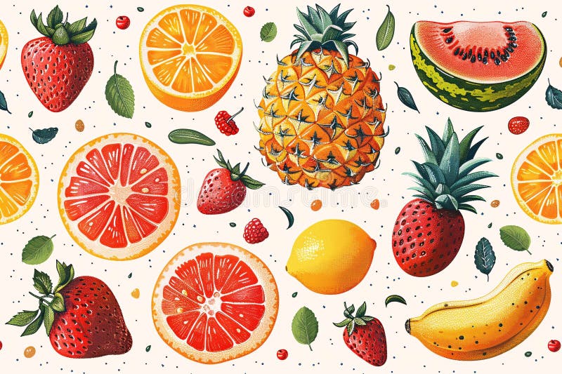 Repeating Summer Fruit Pattern Design. Stock Illustration ...