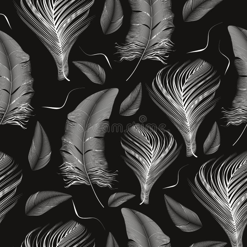 Seamless Pattern with Gold and Silver Feathers of Bird Stock ...
