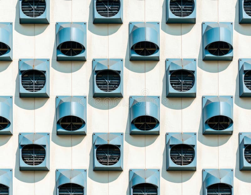 Repeating Ventilation Ducts on Building Exterior with Geometric Pattern ...