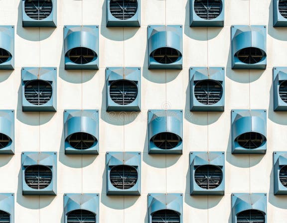 Repeating Ventilation Ducts on Building Exterior with Geometric Pattern ...
