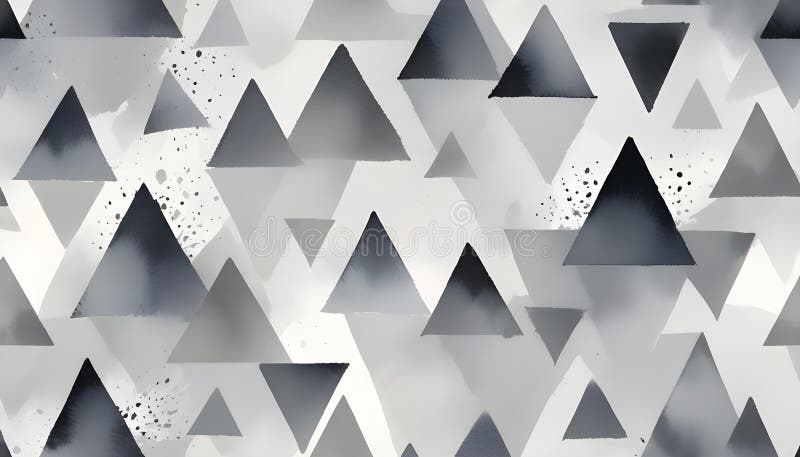A Repeating Watercolor Pattern Featuring Abstract Gray Triangles ...