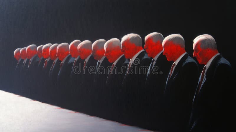 Repetition of Figures in Dark Setting Showcasing Somber Mood and ...