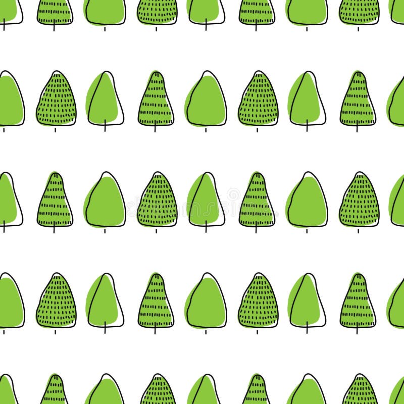 Pattern of Green Trees with Varying Designs on a White Background for ...