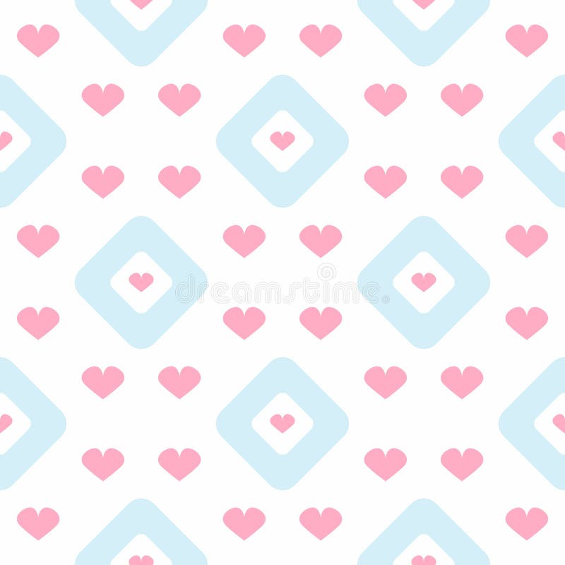 Repetitive Hearts and Rhombuses. Romantic Seamless Pattern Stock Vector ...