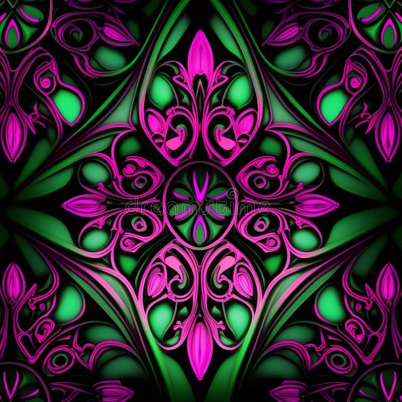 Cathedral Themed Pattern with Green,pink and Black Colors Stock ...
