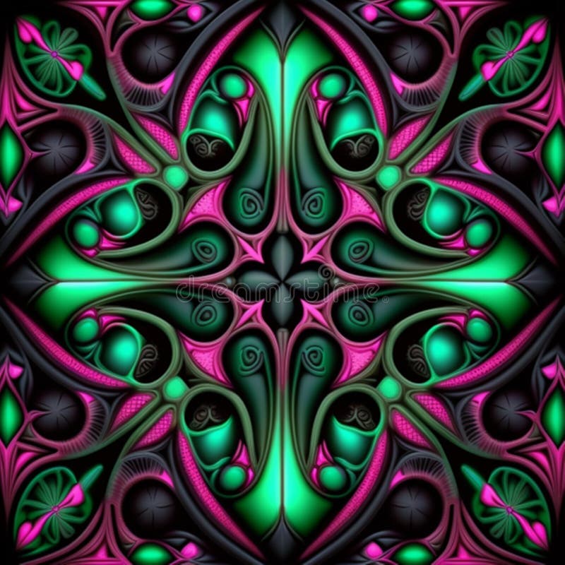 Cathedral Themed Pattern with Green,pink and Black Colors Stock ...