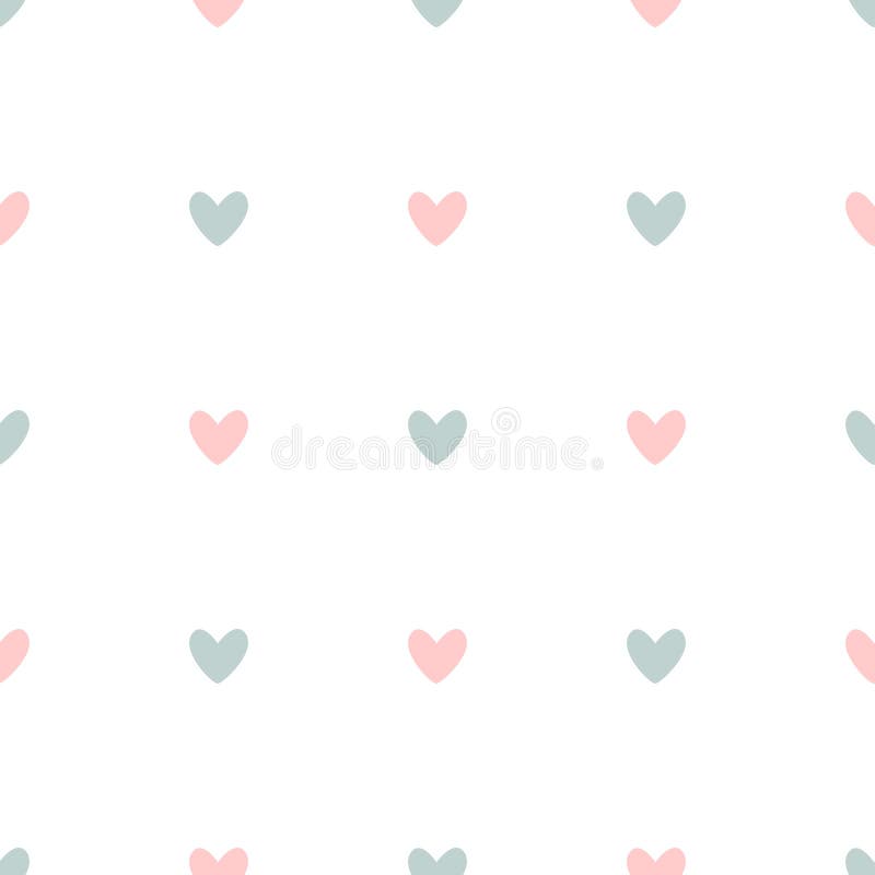 Repetitive Pink and Blue Hearts on White Background. Romantic Seamless ...