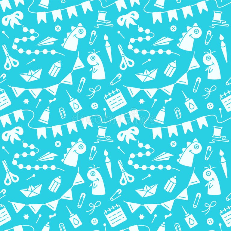 Repetitive Seamless Pattern with Objects for Kids Creative Activity ...