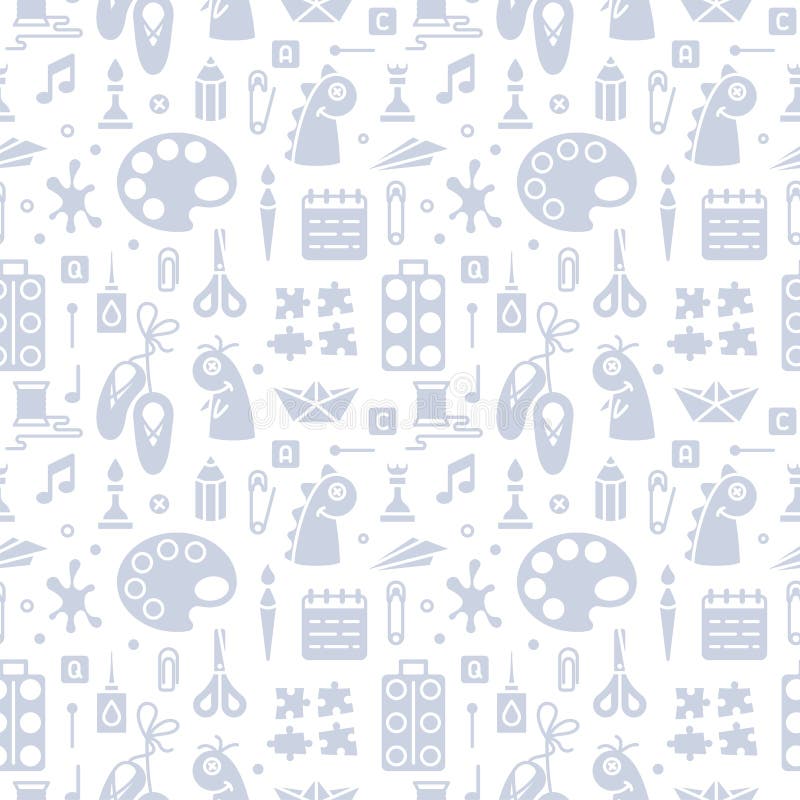 Repetitive Seamless Pattern with Objects for Kids Creative Lessons in ...