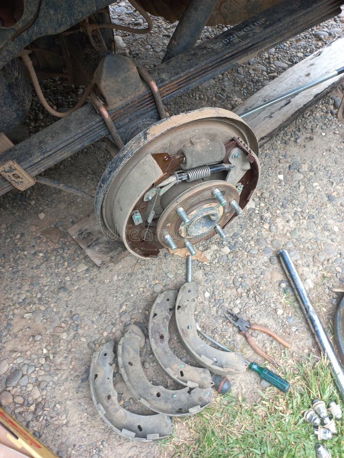Replace Brake Shoe Rear Brake Car Stock Photo - Image of rear, brake ...