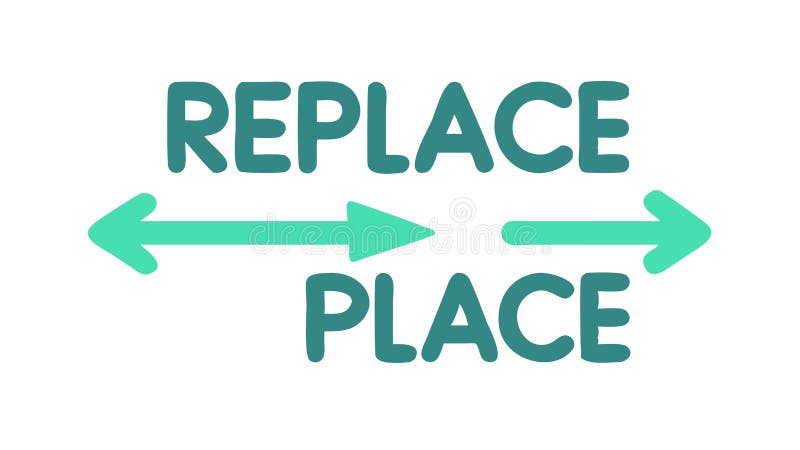 REPLACE PLACE Text with Arrows Flat Icon for Swap, Vector Design ...