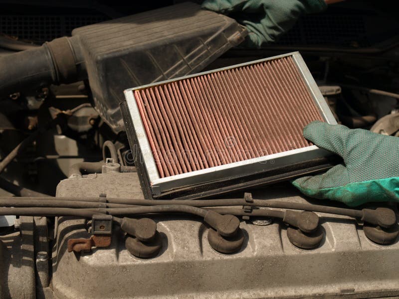 Air filter replacement stock photo. Image of filter, worker - 30014900