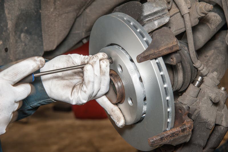 Replacement of the Brake Disc Stock Image - Image of automotive ...