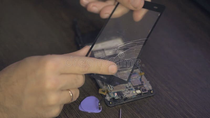 Replacement of Broken Smartphone Screen, Cell Phone Repair Stock Video ...