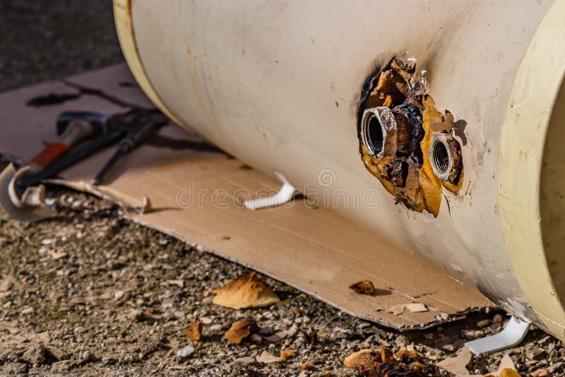 Replacement of Damaged Boiler Stock Image - Image of damaged, plumbing ...