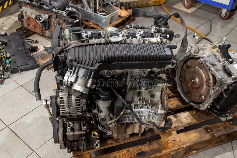 Replacement Engine Used on a Pallet Mounted for Installation on Stock ...