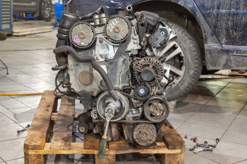 Replacement Engine Used on a Pallet Mounted for Installation on Stock ...