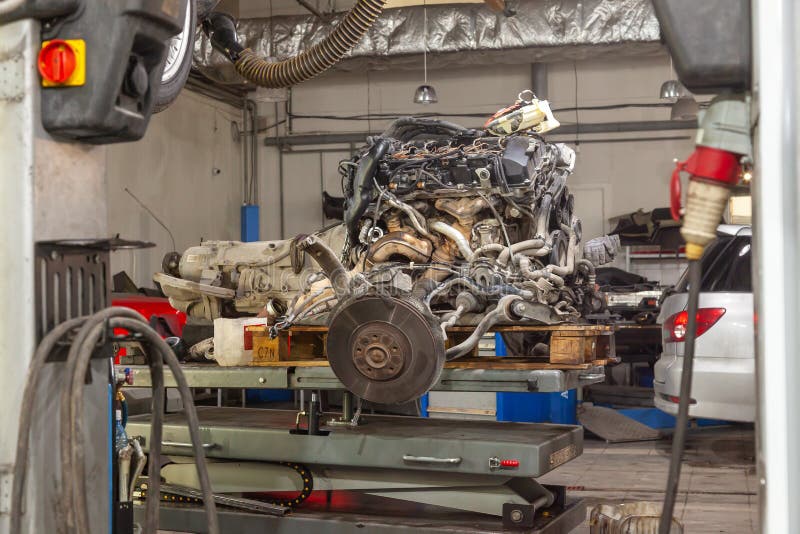 Replacement Engine Used on a Table Mounted for Installation on a Stock ...