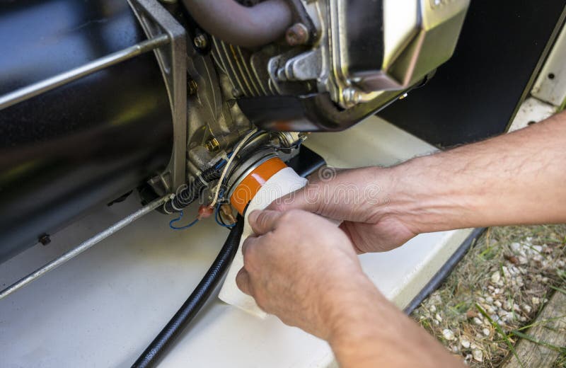 Replacement Maintenance Mechanic Inspecting and Replacing Engine Oil ...