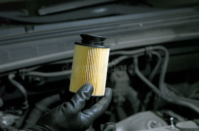 Replacement of oil filter stock photo. Image of detail - 31417612