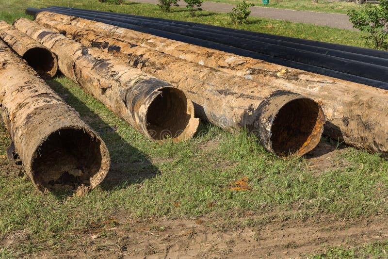 Replacement of Old Rusted Broken Metal Water Pipes with Modern Plastic ...