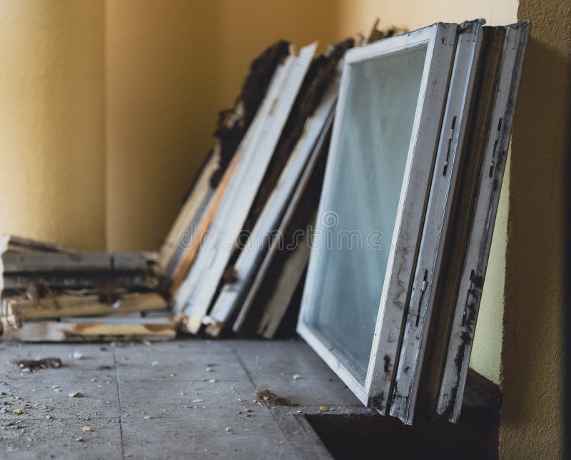 Replacement of old windows stock photo. Image of construction - 235862256