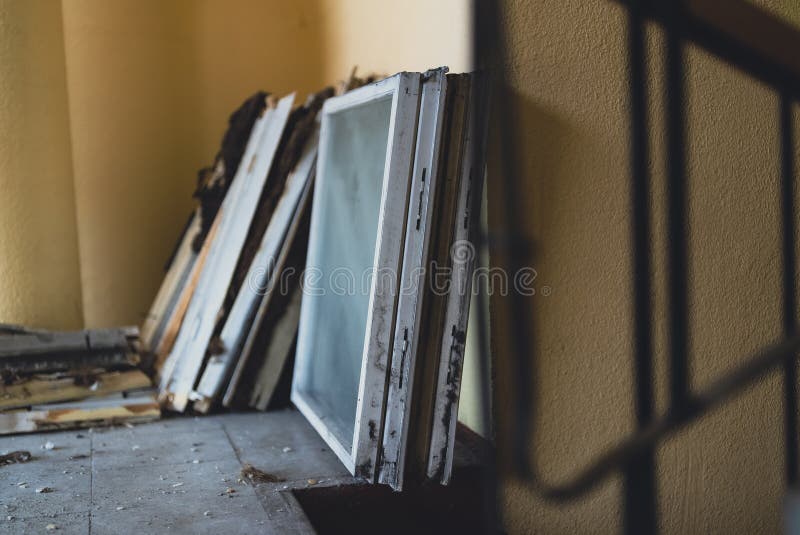 Replacement of old windows stock image. Image of repair - 235862259