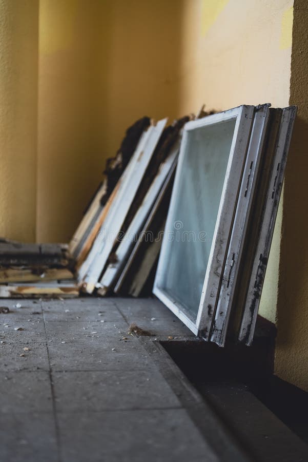 Replacement of old windows stock image. Image of install - 235862263