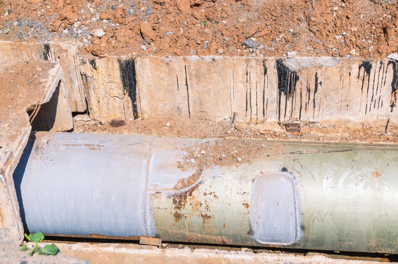 Replacement of the Pipe Section by Welding Stock Image - Image of ...