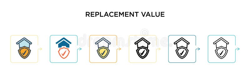 Replacement Value Vector Icon in 6 Different Modern Styles. Black, Two ...