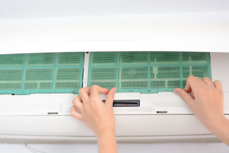 Replacing Air Conditioning Filters To Clean Dust Stock Image - Image of ...