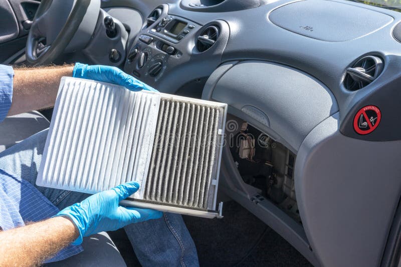 Clean and Dirty Cabin Pollen Air Filter for a Car Stock Photo - Image ...