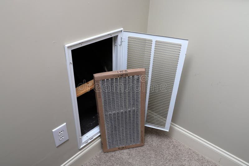 Replacing Dirty Air Filter for Home Air Conditioner Stock Photo - Image ...