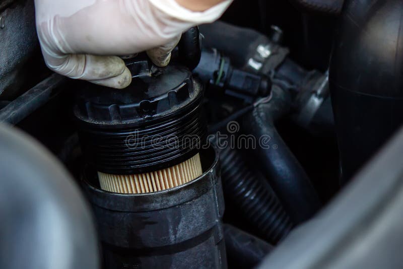 Replacing the Oil Filter on the Car. Stock Image - Image of lubricate ...