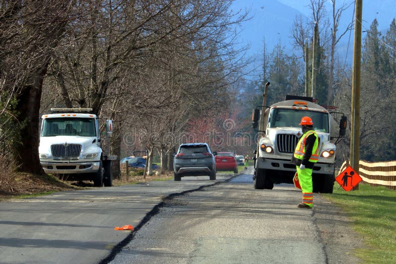 Replacing Rural Road and Crew Editorial Stock Image - Image of outdoor ...