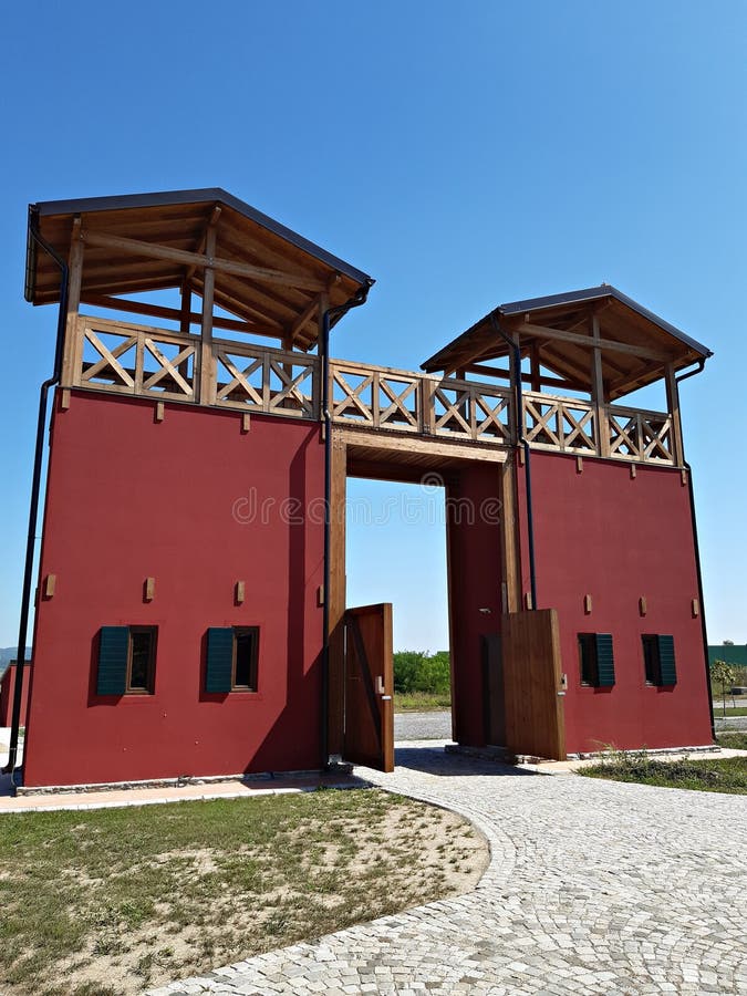 Replica of the Barracks of the Roman Legions - Viminacium Stock Photo ...