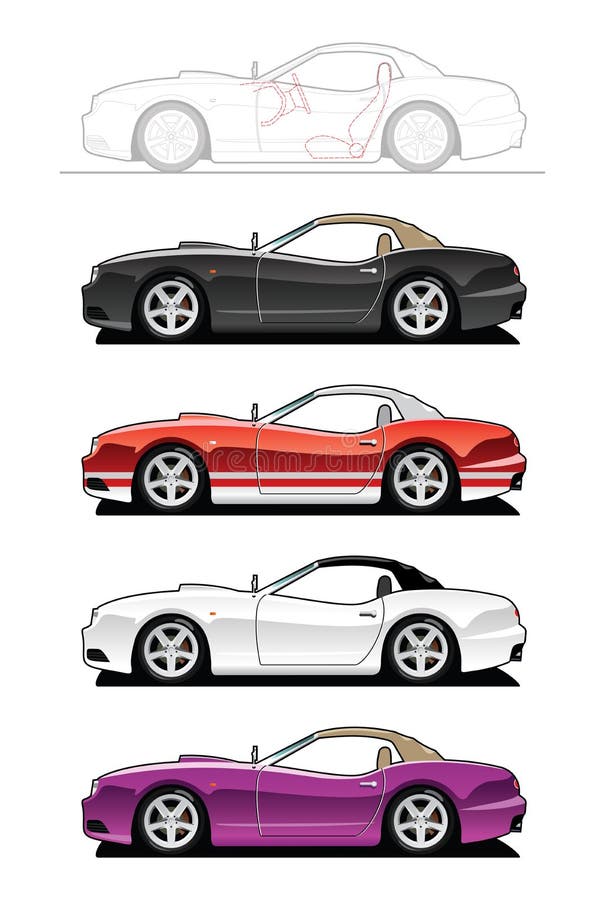 How To Draw Step-wise Imaginary Fashionable Convertible Car. Creation ...