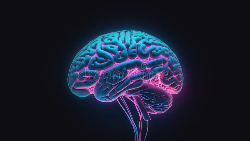 A Replica of a Human Brain in Neon Light. Conceptual Image Stock ...