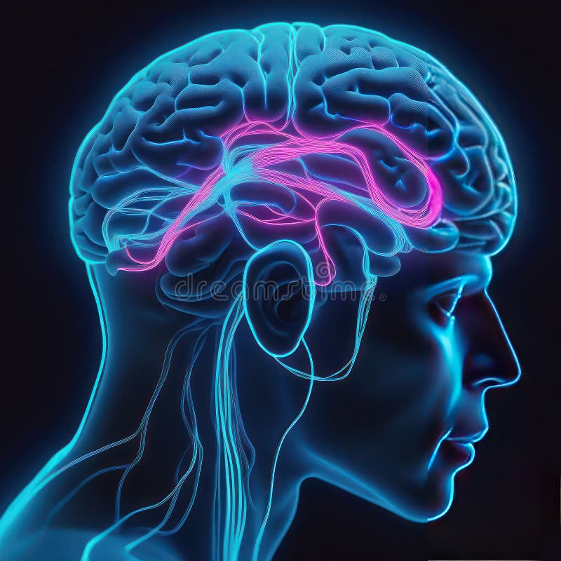 A Replica of a Human Brain in Neon Light. Conceptual Image Stock ...