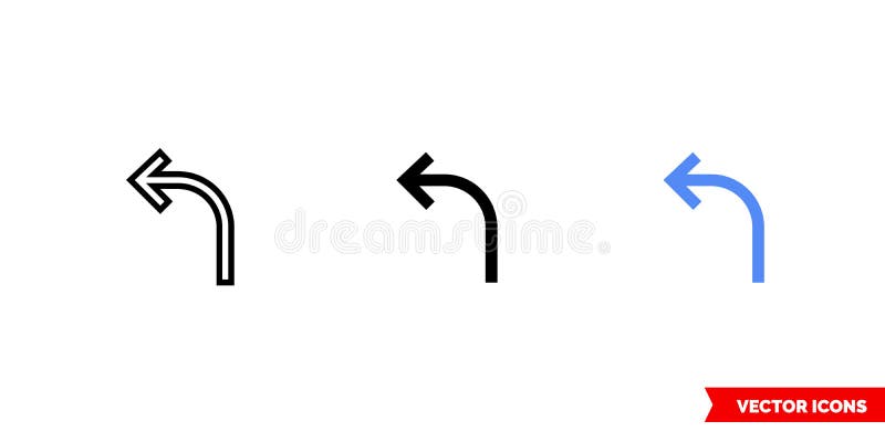 Reply Arrow Icon of 3 Types Color, Black and White, Outline. Isolated ...