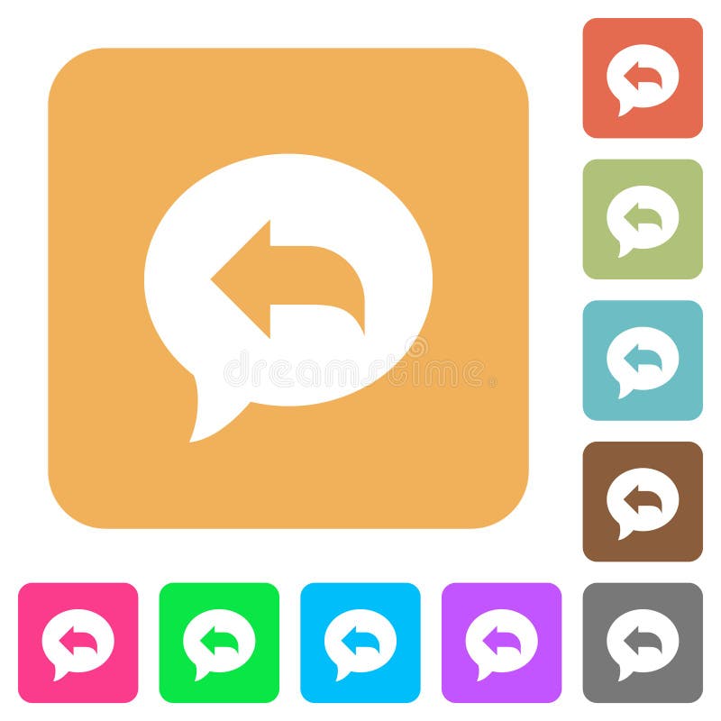 Reply Message Rounded Square Flat Icons Stock Vector - Illustration of ...