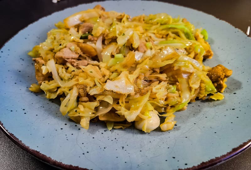 Repollo frito con pollo foto de archivo. Imagen de sopa - 229583096