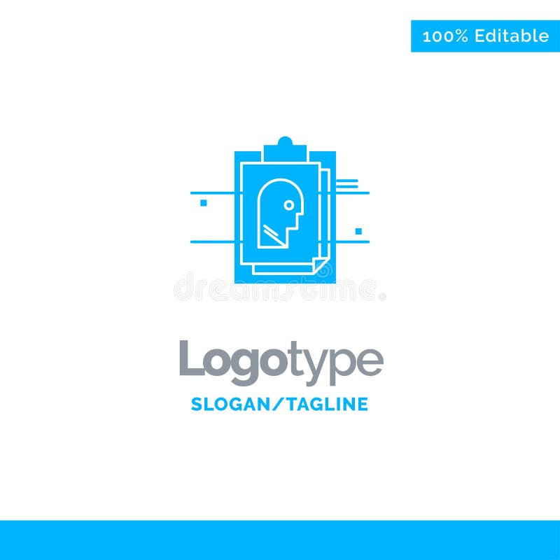 Report, Card, File, User ID, Blue Solid Logo Template. Place for ...