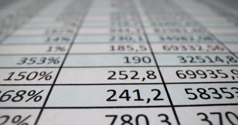 Report with Columns of Numbers on Table in Office Stock Video - Video ...